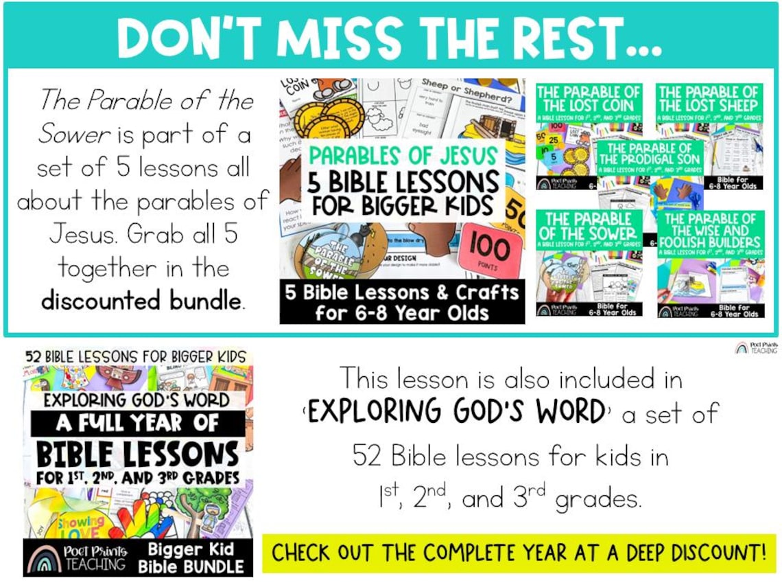 The Parable of the Sower Bible Lesson, Printable Bible Story Craft and ...