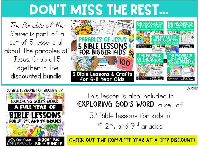 The Parable of the Sower Bible Lesson, Printable Bible Story Craft and ...