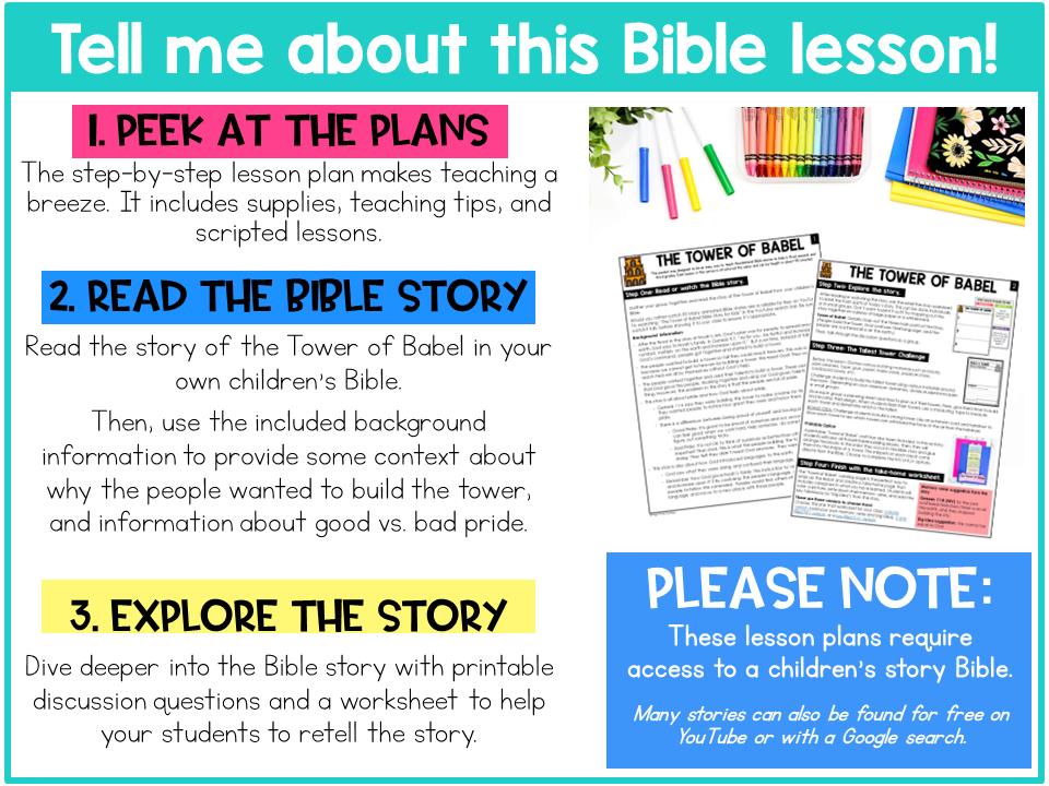 The Tower of Babel Printable Bible Lesson for Bigger Kids in 1st, 2nd ...