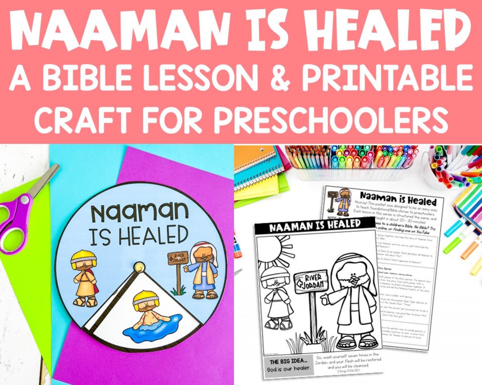 Naaman Preschool Bible Lesson, Printable Activities for Prek Sunday ...
