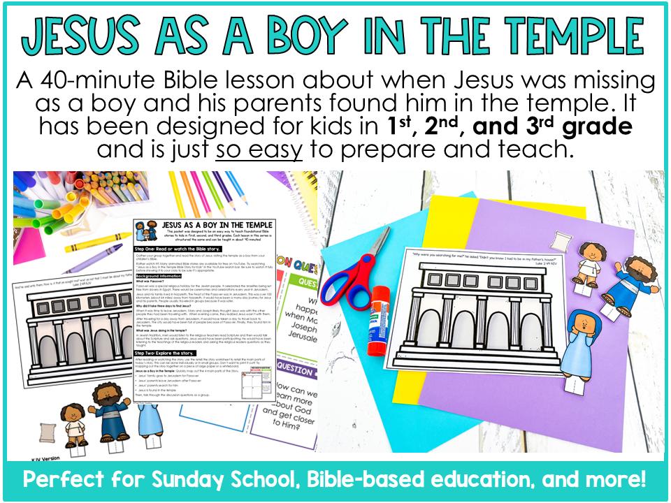 The Boy Jesus Visits the Temple, New Testament Bible Stories, Printable ...