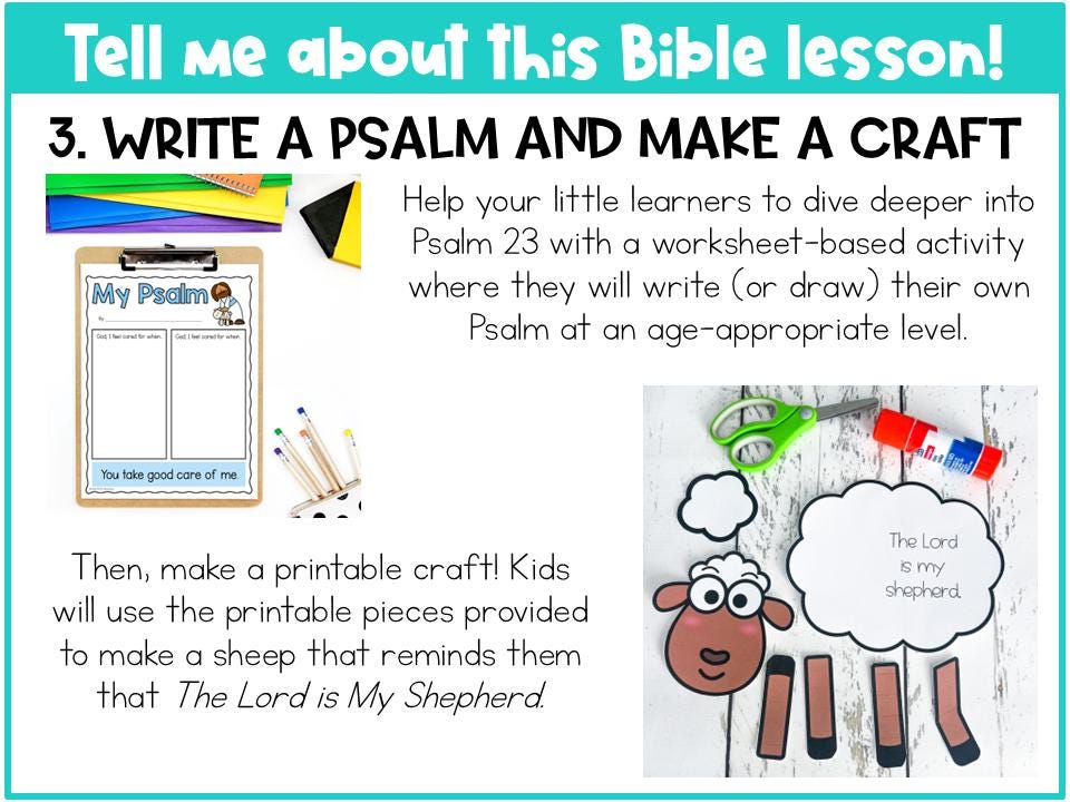 Psalm 23 Bible Lesson for Preschool (digital Download) Printable Craft ...