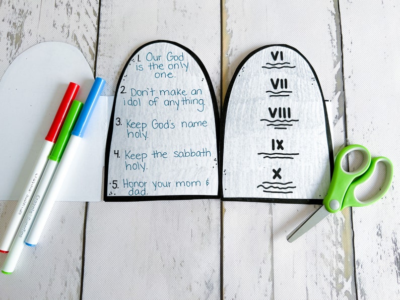The 10 Commandments, Printable Bible Craft and Lesson for Kids, Sunday ...