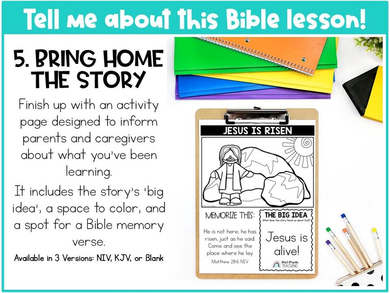 Jesus is Risen Easter Bible Lesson: Kids' Church Activity (PDF) - Etsy