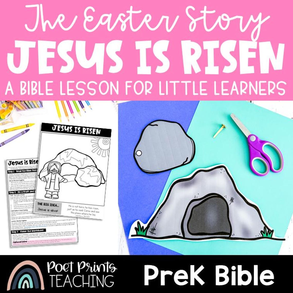 Jesus is Risen, Empty Tomb Easter Preschool Bible Lesson and Printable ...