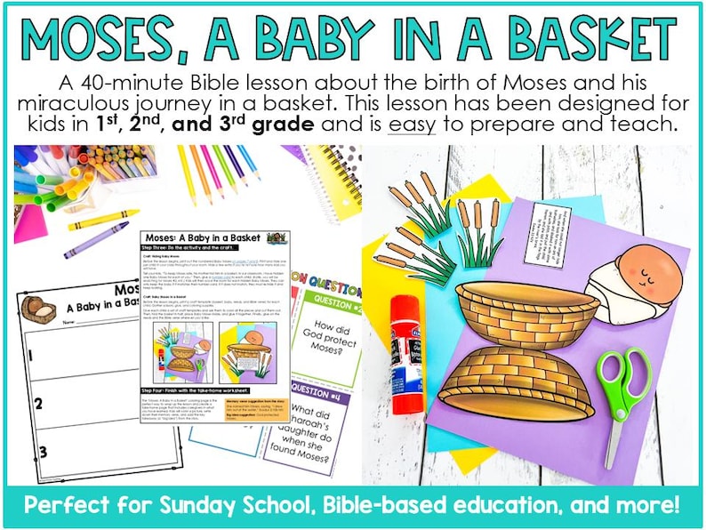 The Birth of Moses Bible Lesson for Kids, Printable Craft and Activity ...