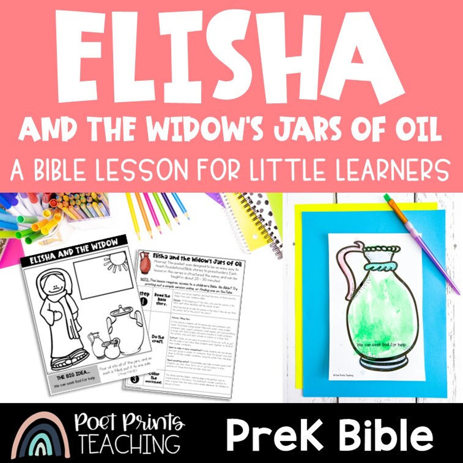 Elisha and the Widow Preschool Bible Lesson, Printable Activities for ...