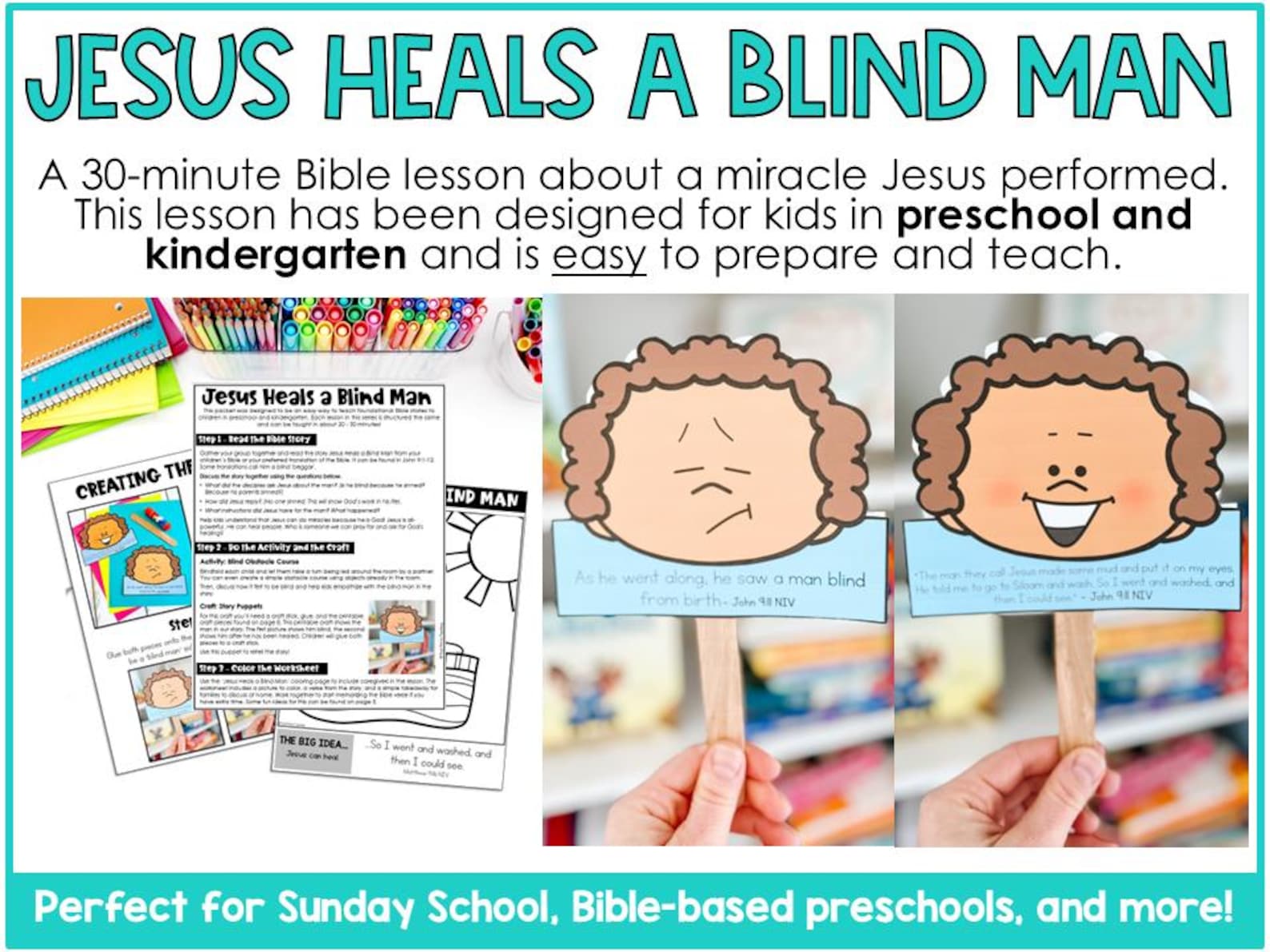 Jesus Heals a Blind Man Printable Bible Craft and Lesson About Miracles ...