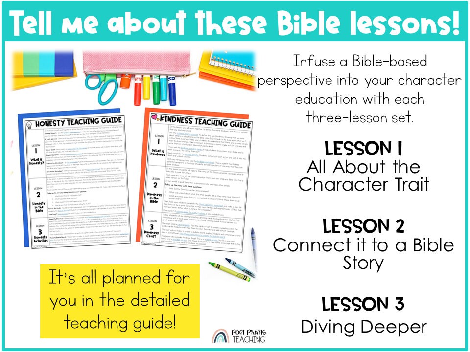 Character Education Bible Lessons for Preschool and Kindergarten, SEL ...