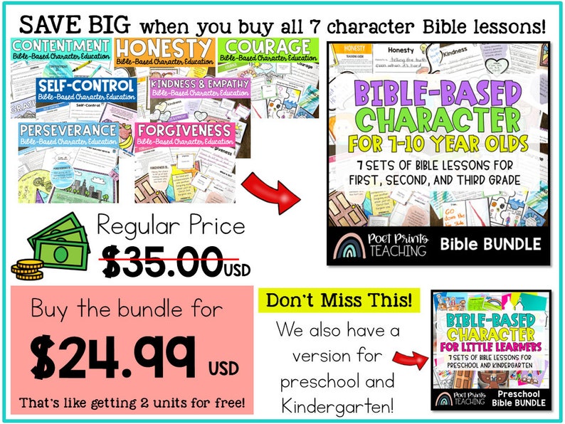 Contentment Bible Lessons for Kids, Printable Character Education ...