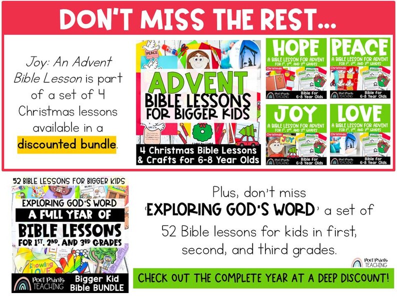 Joy: an Advent Bible Lesson for Kids, Printable Christmas Craft (PDF ...