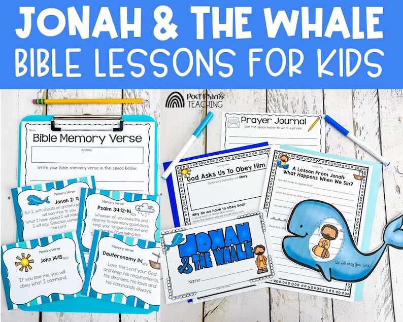 Jonah and the Whale Bible Lessons and Craft, Printable Sunday School ...