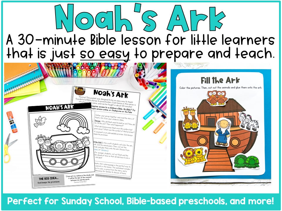 Noah's Ark Preschool Bible Lesson, Printable Craft for Prek Sunday ...