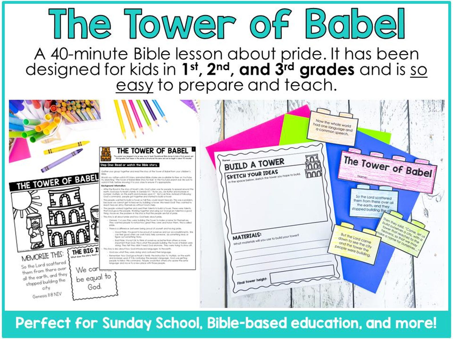 The Tower of Babel Printable Bible Lesson for Bigger Kids in 1st, 2nd ...