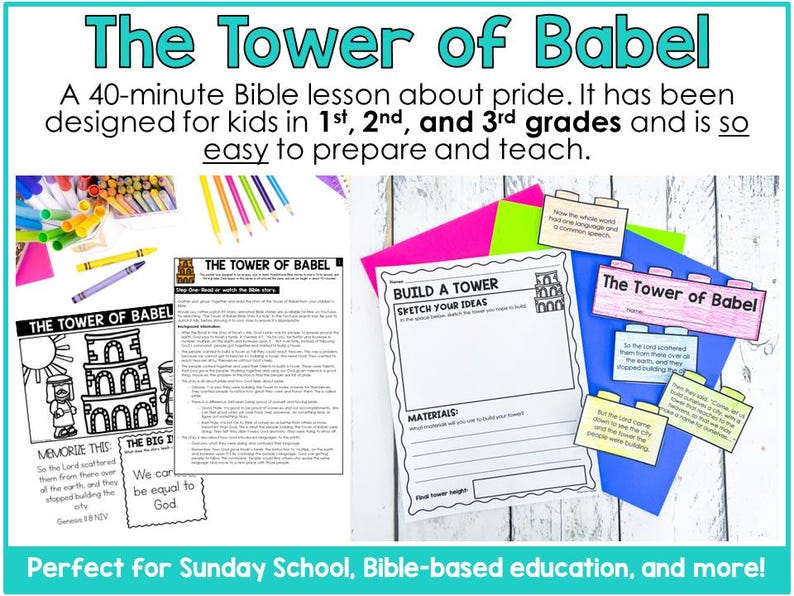The Tower of Babel Printable Bible Lesson for Bigger Kids in 1st, 2nd ...