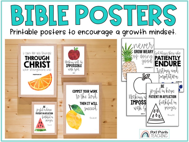 Printable Bible Posters for Growth Mindset, Christian Home Decor ...