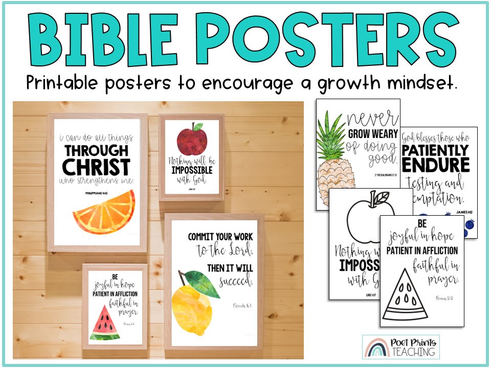 Printable Bible Posters for Growth Mindset, Christian Home Decor ...