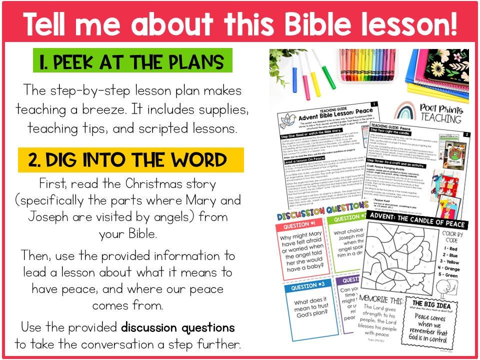 Peace: an Advent Bible Lesson for Kids, Printable Christmas Craft (PDF ...