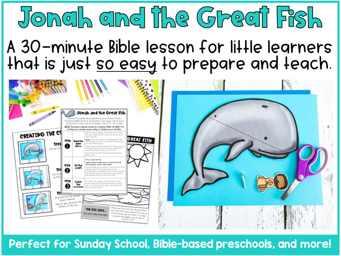 Jonah Preschool Bible Lesson, Printable Activities for Prek Sunday ...