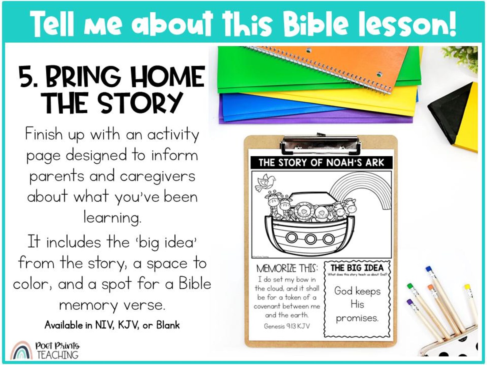 Noah's Ark, the Great Flood Printable Bible Lesson for Bigger Kids in ...