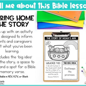 Noah's Ark, the Great Flood Printable Bible Lesson for Bigger Kids in ...