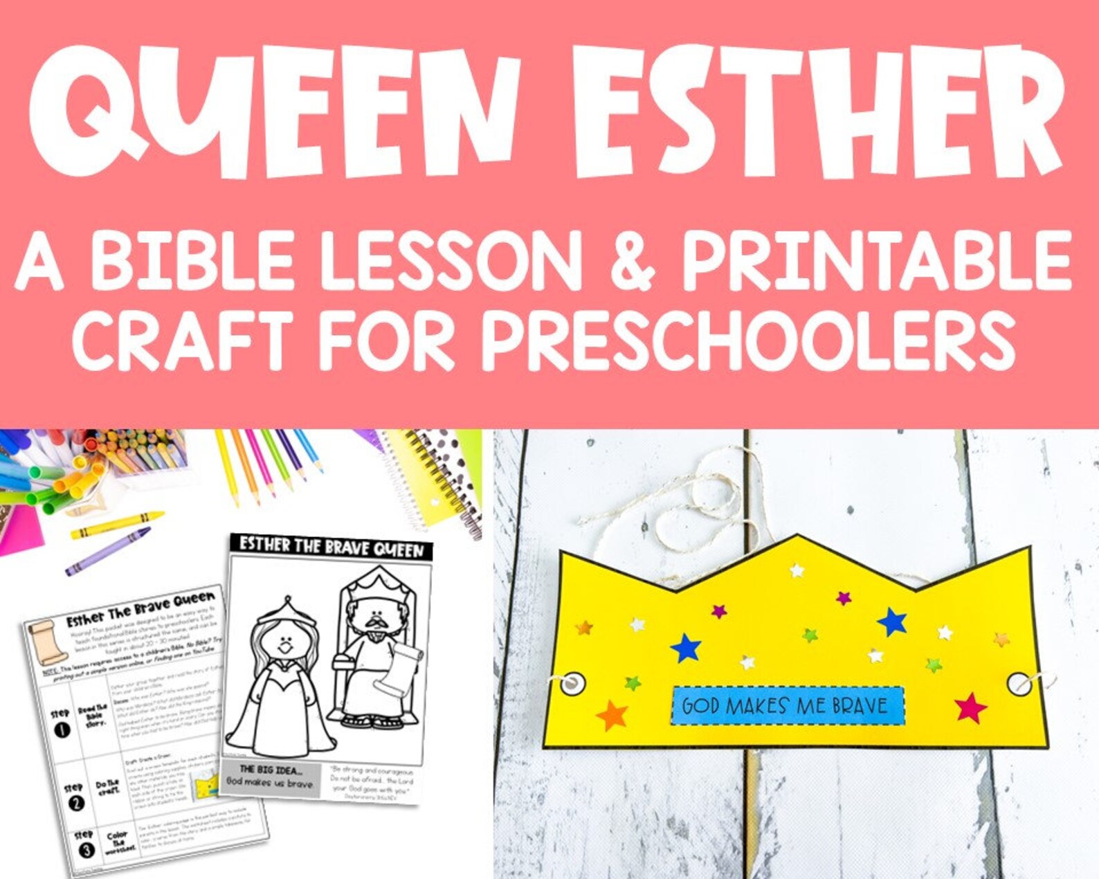 Esther Preschool Bible Lesson Printable Activities for Prek - Etsy