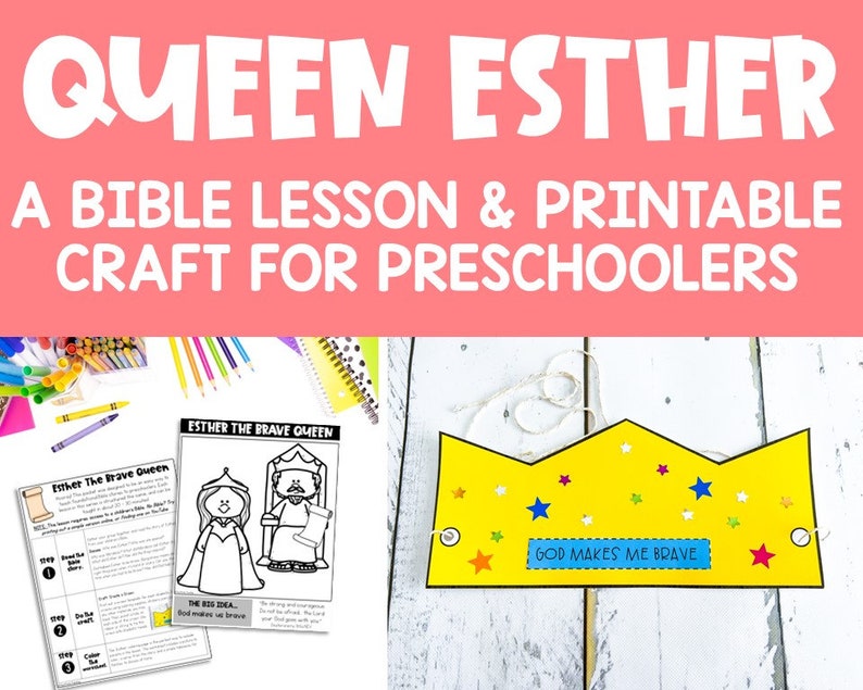 Esther Preschool Bible Lesson Printable Activities for Prek - Etsy