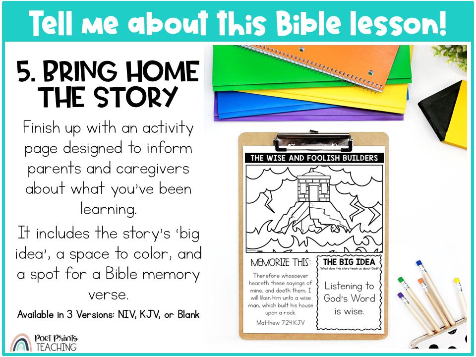 Wise and Foolish Builders Bible Lesson: Printable Craft & Activity ...
