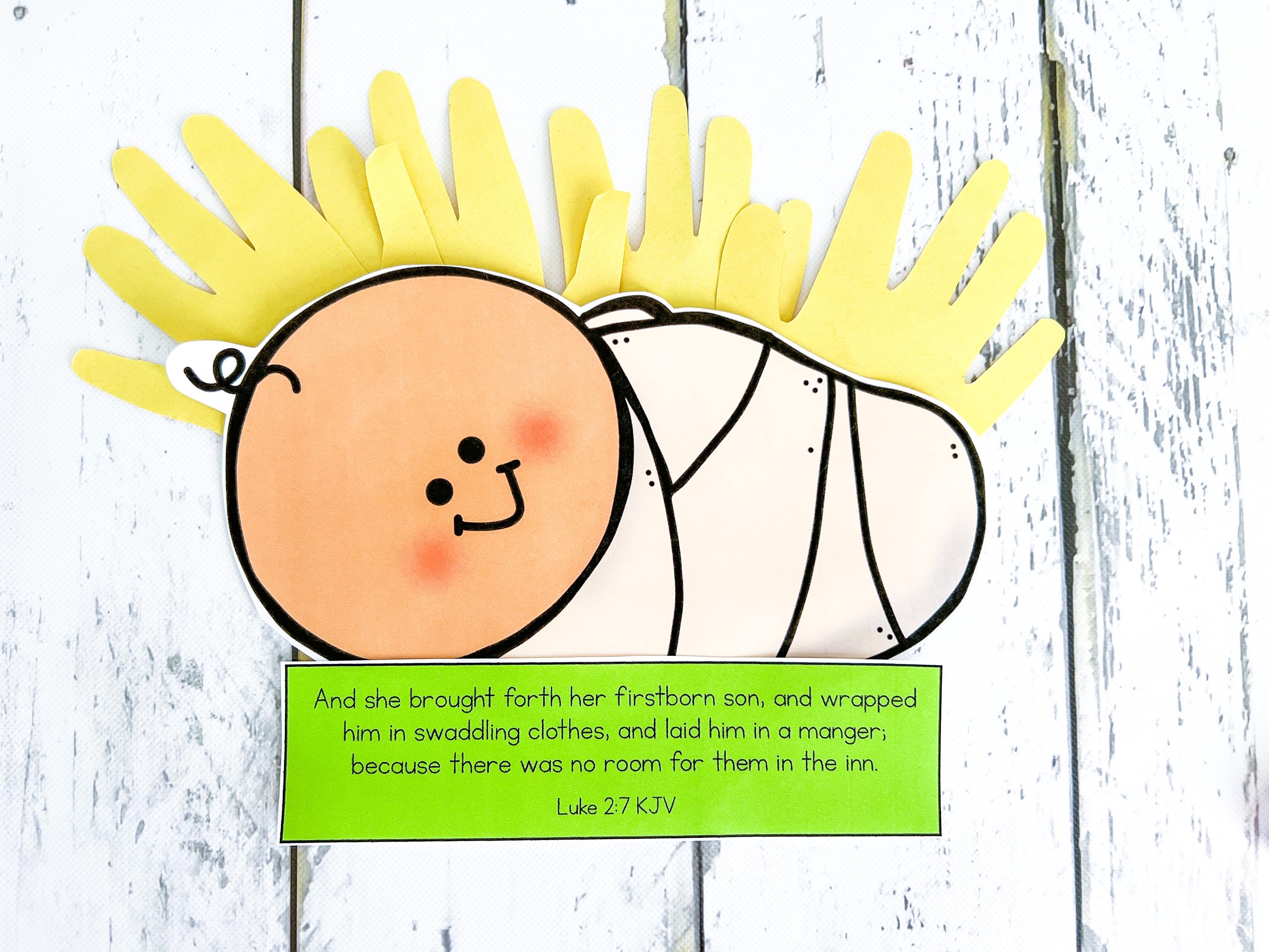 Baby Jesus is Born Christmas Bible Lesson for Kids, Printable Craft and ...