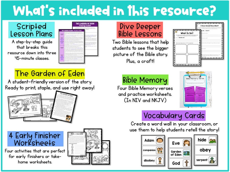 Garden of Eden Adam and Eve Craft Bible Lessons and Craft, Printable ...