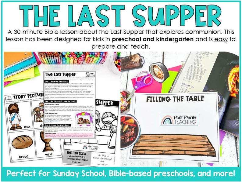 The Last Supper, Preschool Bible Lesson and Printable Craft for Easter ...