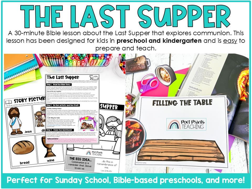 The Last Supper, Preschool Bible Lesson and Printable Craft for Easter ...