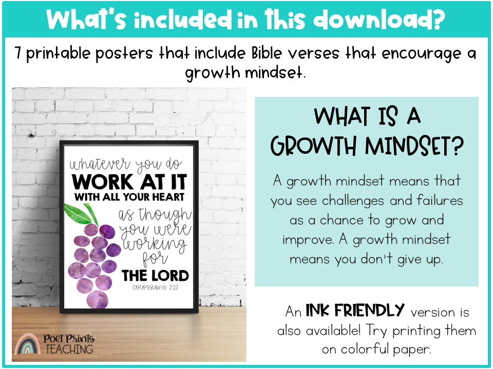 Printable Bible Posters for Growth Mindset, Christian Home Decor ...