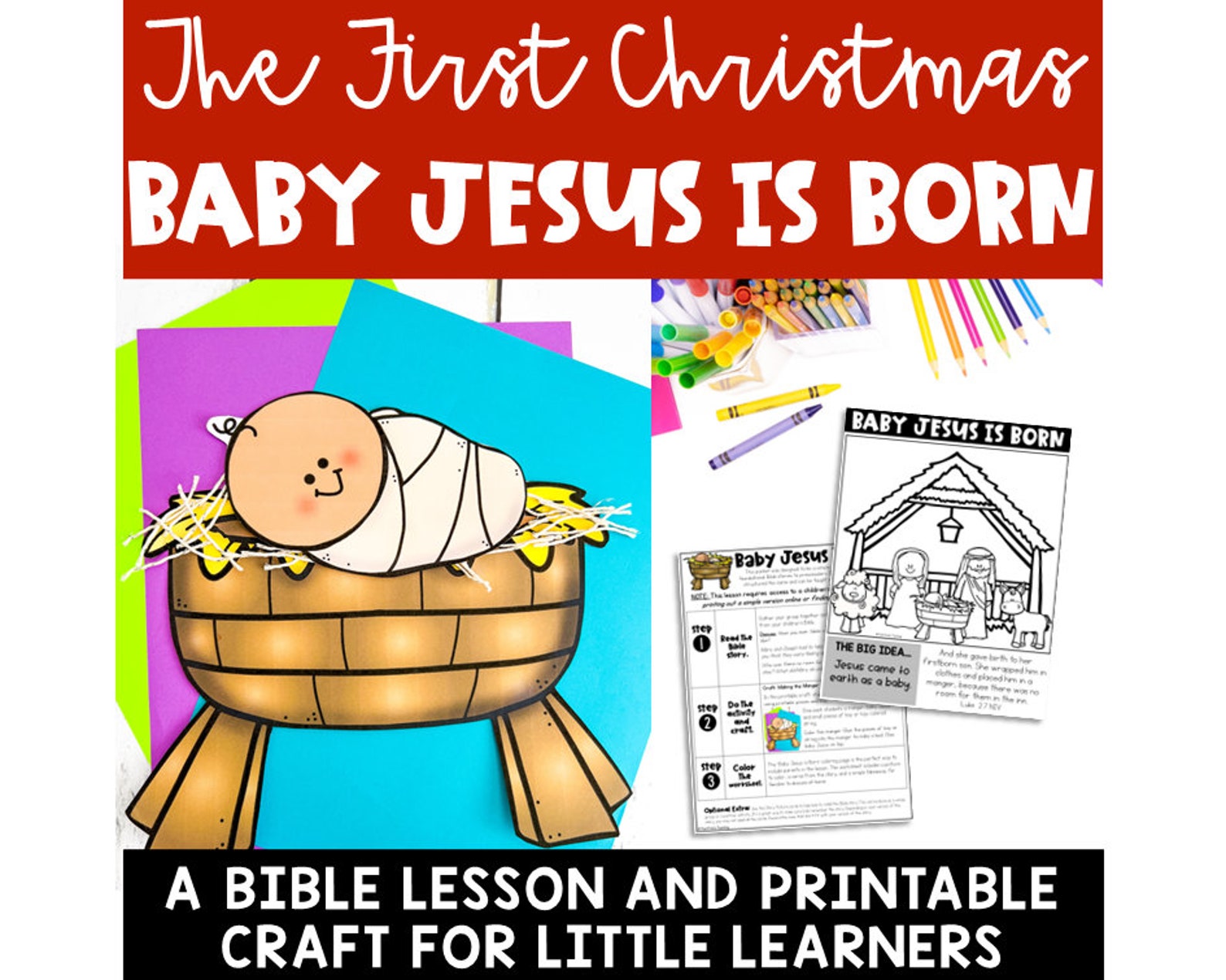Baby Jesus is Born, Christmas Bible Lesson for Preschool, Printable ...