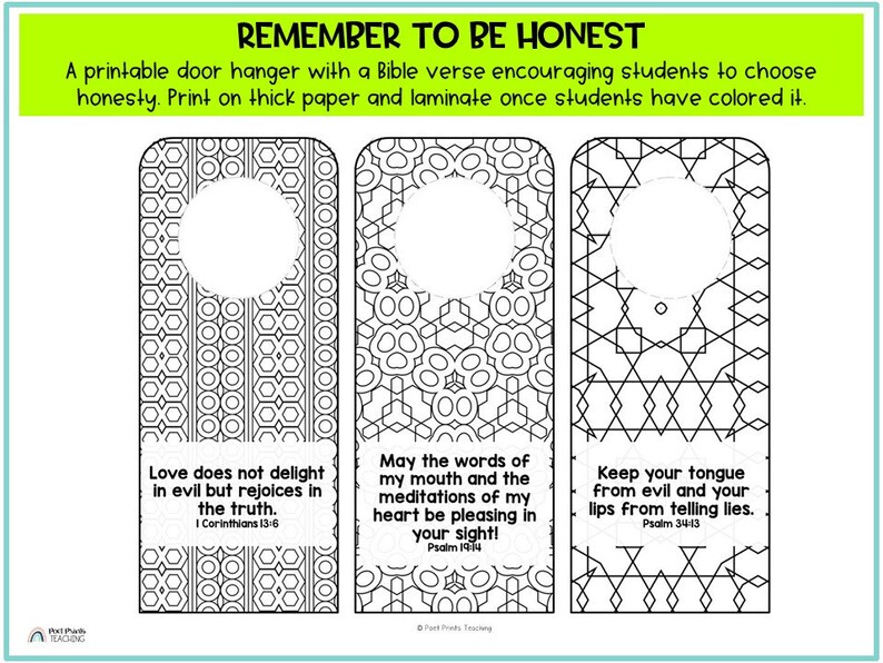 Honesty Bible Lessons for Kids Printable Character Education - Etsy