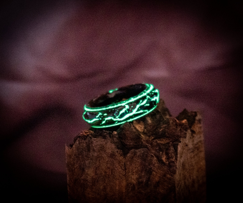 Glow Wood Ring Colorful Luminous Resin Wood Ring Women Men - Etsy