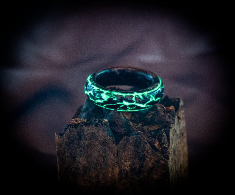 Glow Wood Ring Colorful Luminous Resin Wood Ring Women Men - Etsy