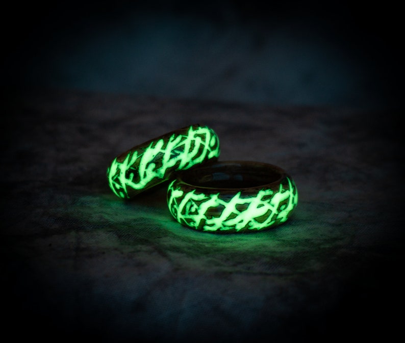 Colorful Luminous Resin Wood Ring Women Men Fluorescent - Etsy