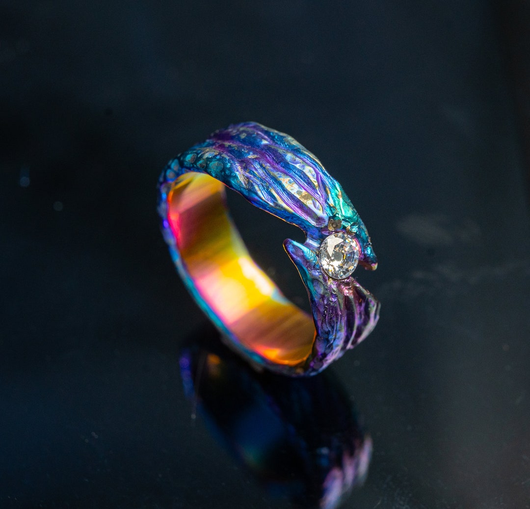 Titanium Ring, Rustic Jewelry, Hammered Titanium Ring, Unique Ring ...