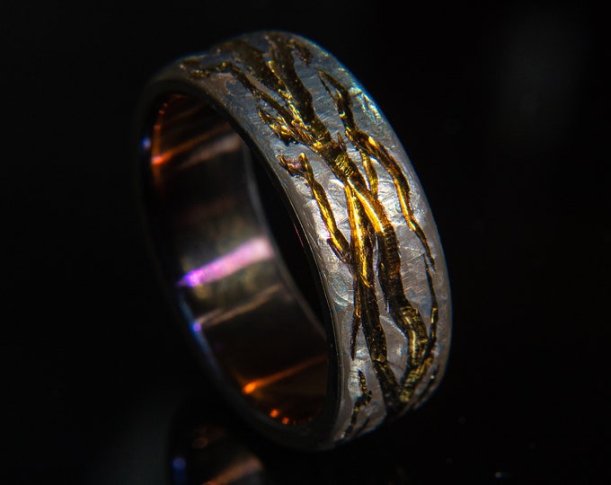 Titanium Ring, Rustic Jewelry, Hammered Titanium Ring, Unique Ring ...