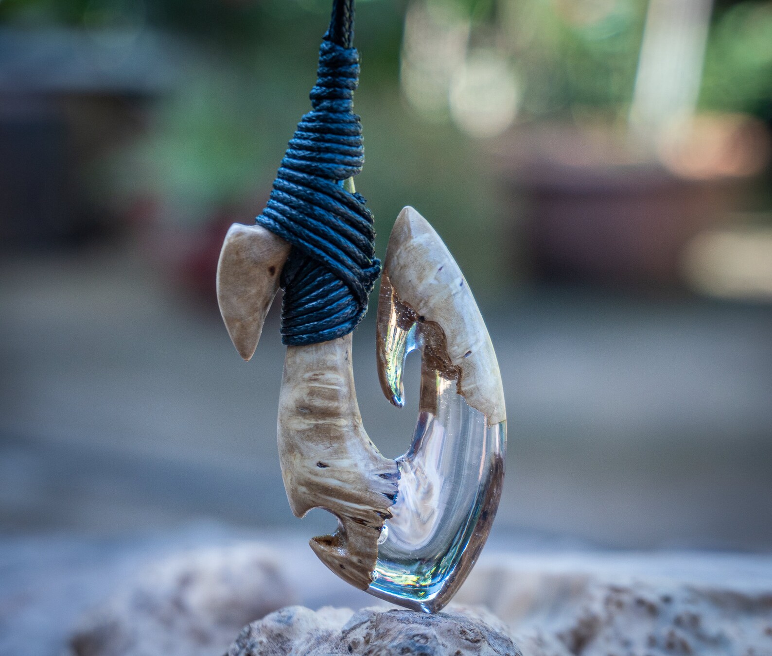 Hei Matau. Maori Fish Hook. Resin Wood Necklace. Wood Resin. Hawaiian ...
