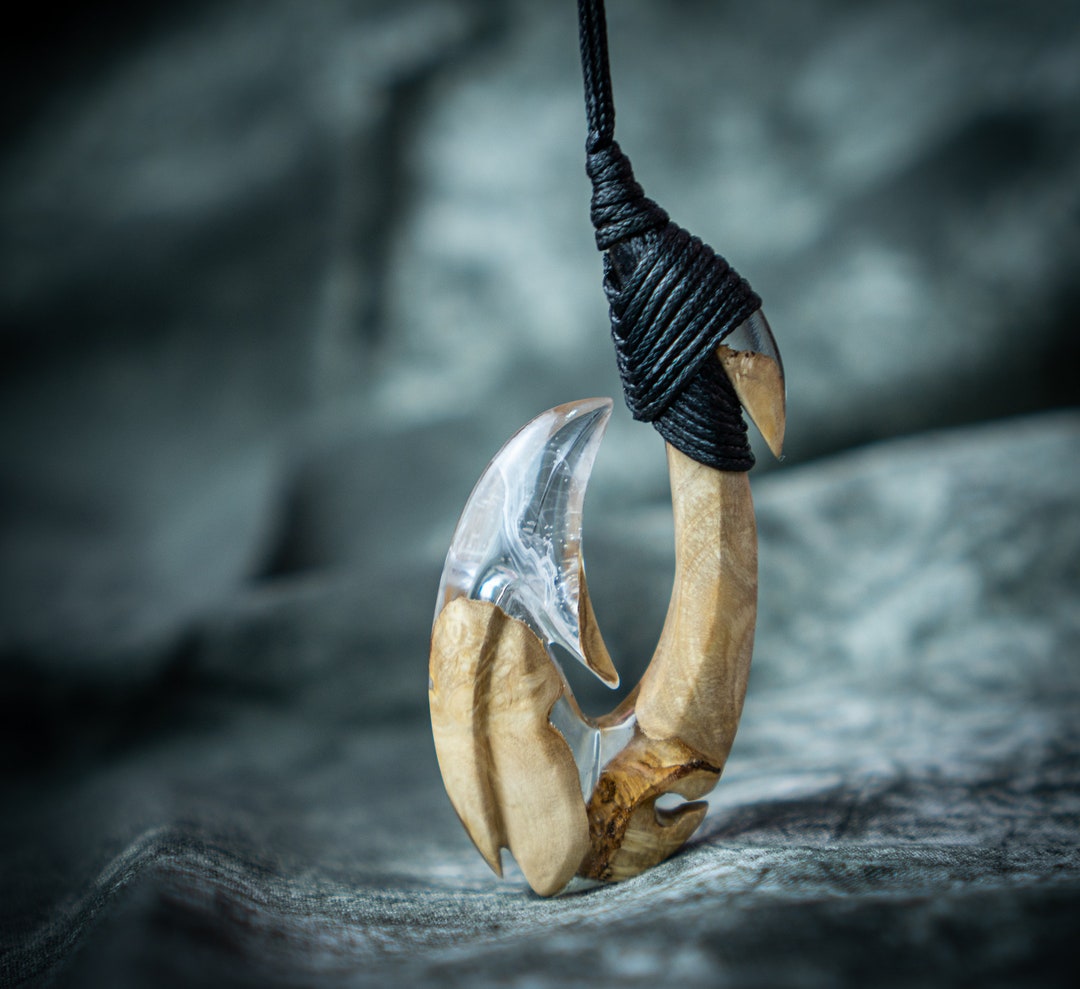 Hei Matau. Maori Fish Hook. Resin Wood Necklace. Wood Resin. Hawaiian ...