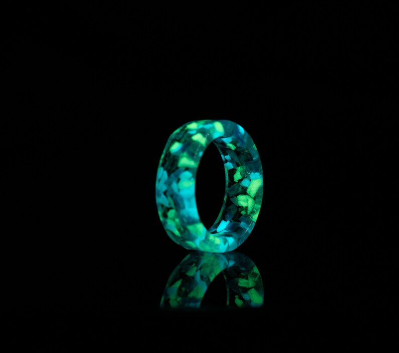 Aura Ring - Blue Opal Ring - Colorful Luminous Resin Wood Ring Women ...