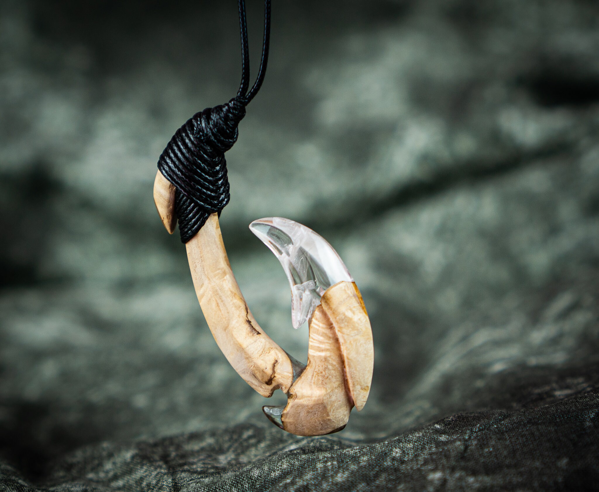 Hei Matau. Maori Fish Hook. Resin Wood Necklace. Wood Resin. Hawaiian ...