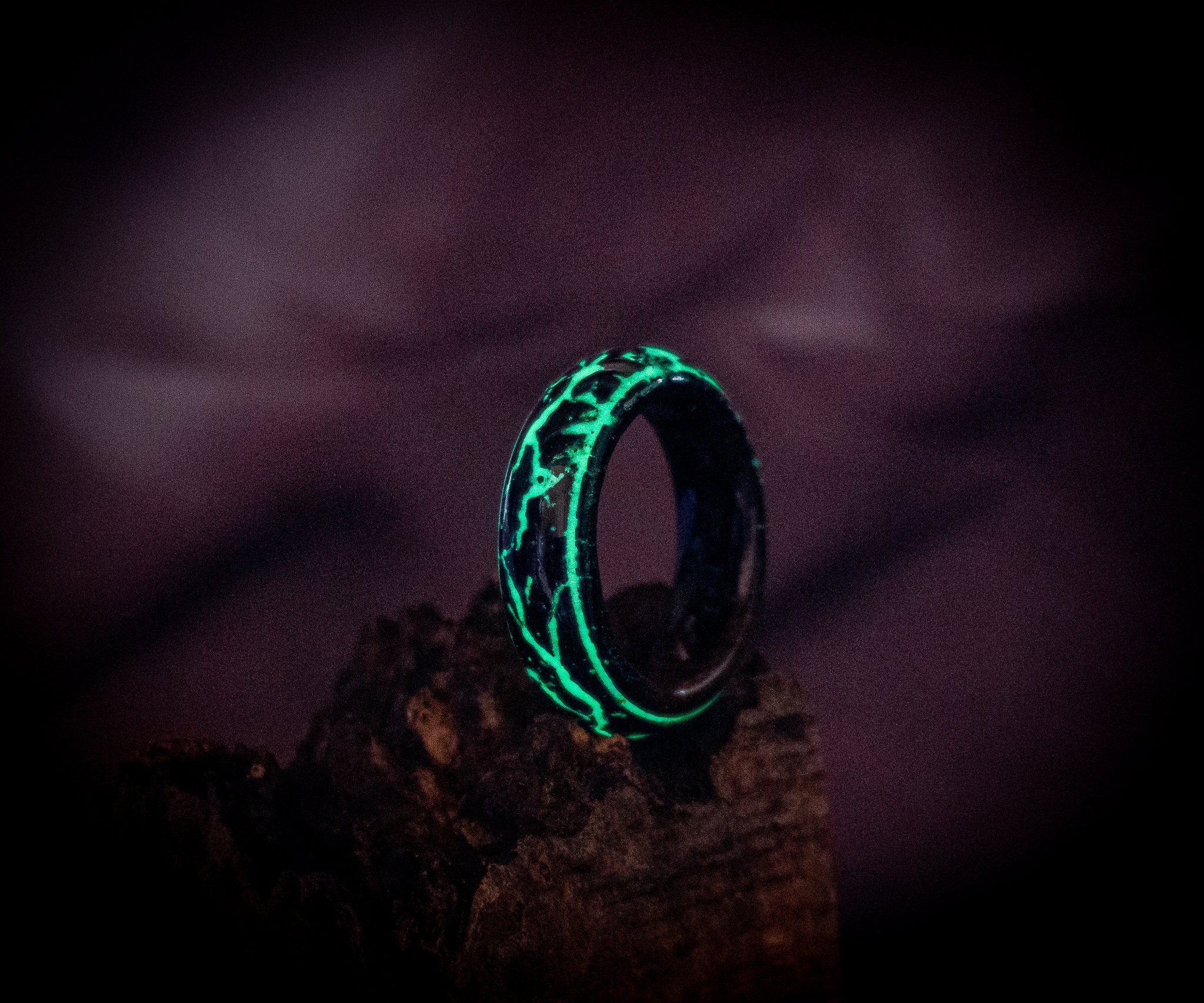 Glow Wood Ring Colorful Luminous Resin Wood Ring Women Men | Etsy