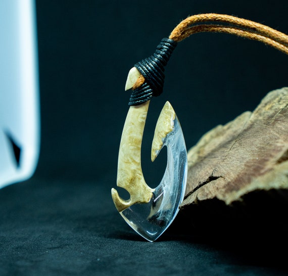 Hei Matau. Maori Fish Hook. Resin Wood necklace. Wood resin. | Etsy