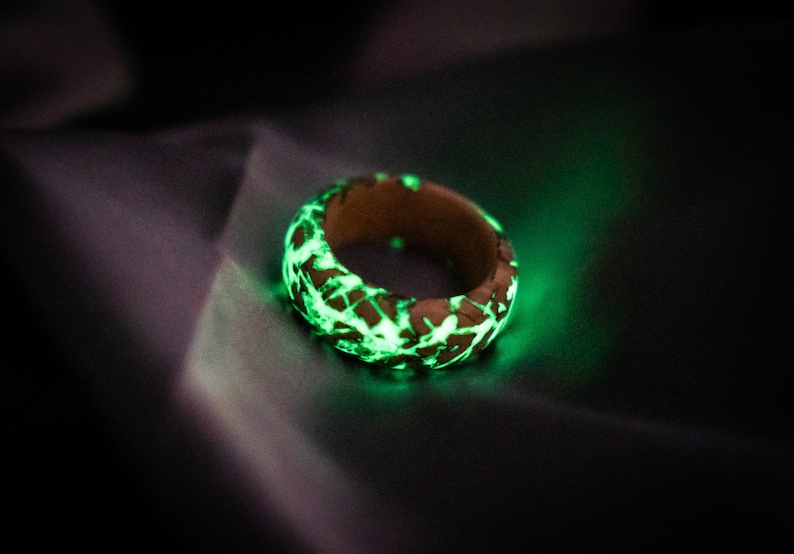 Colorful Luminous Resin Wood Ring Women Men Fluorescent - Etsy