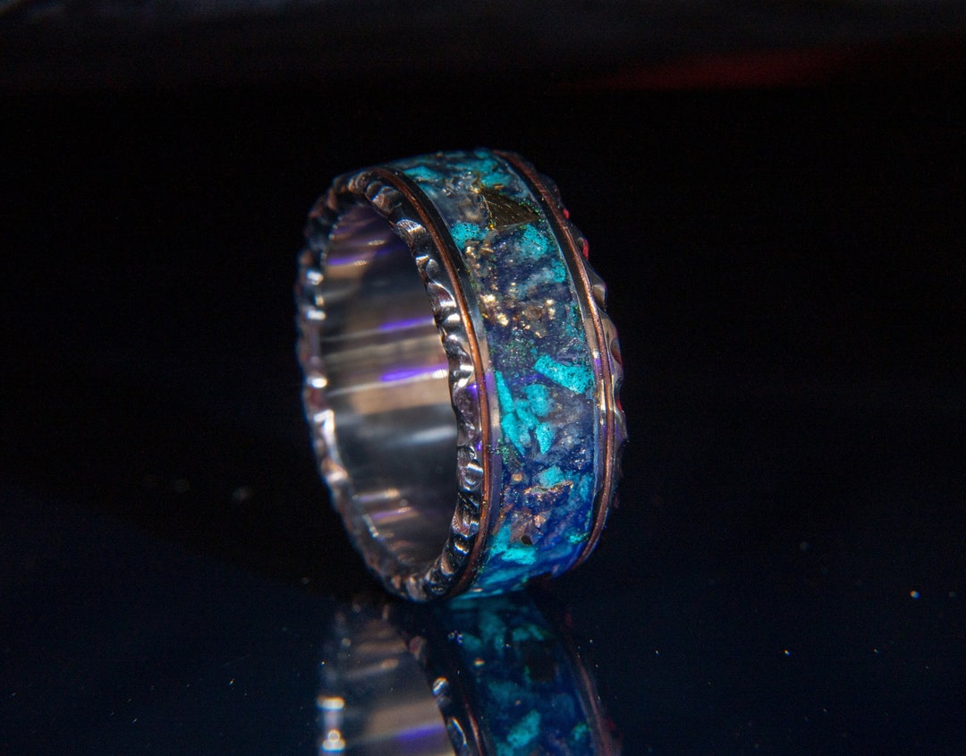 Eternity Glow Ring, Hammer Texture Ring, Titanium Glow in the Dark Ring ...