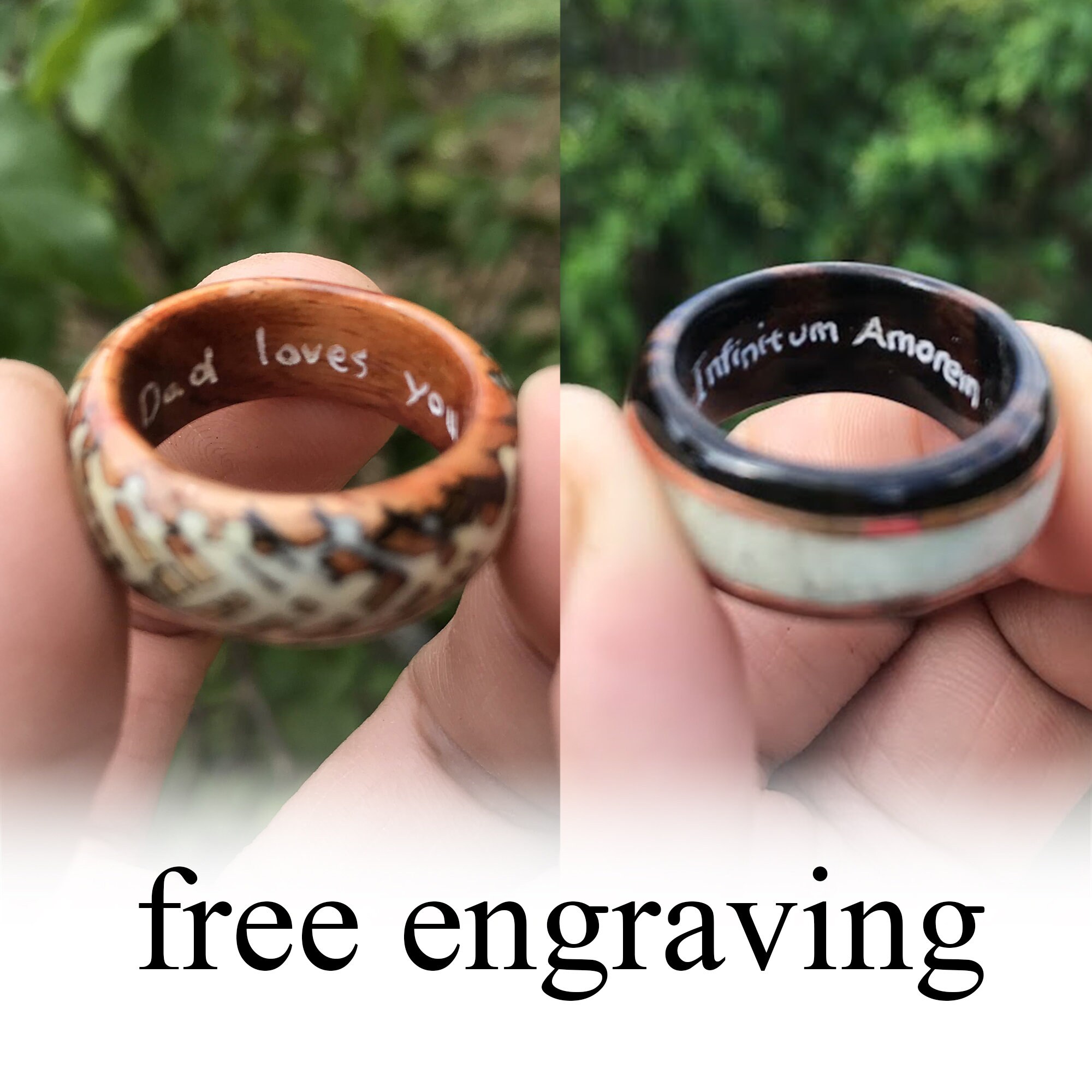 Glow Wood Ring Colorful Luminous Resin Wood Ring Women Men | Etsy