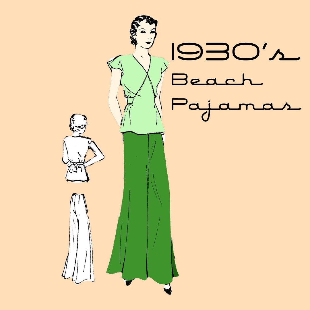1930's BEACH PAJAMAS Vintage Sewing Pattern Exact Digital Copy Pyjamas ...